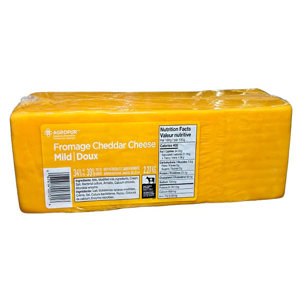 AGROPUR MILD YELLOW CHEDDAR CHEESE 2.27KG – Mia Food Service