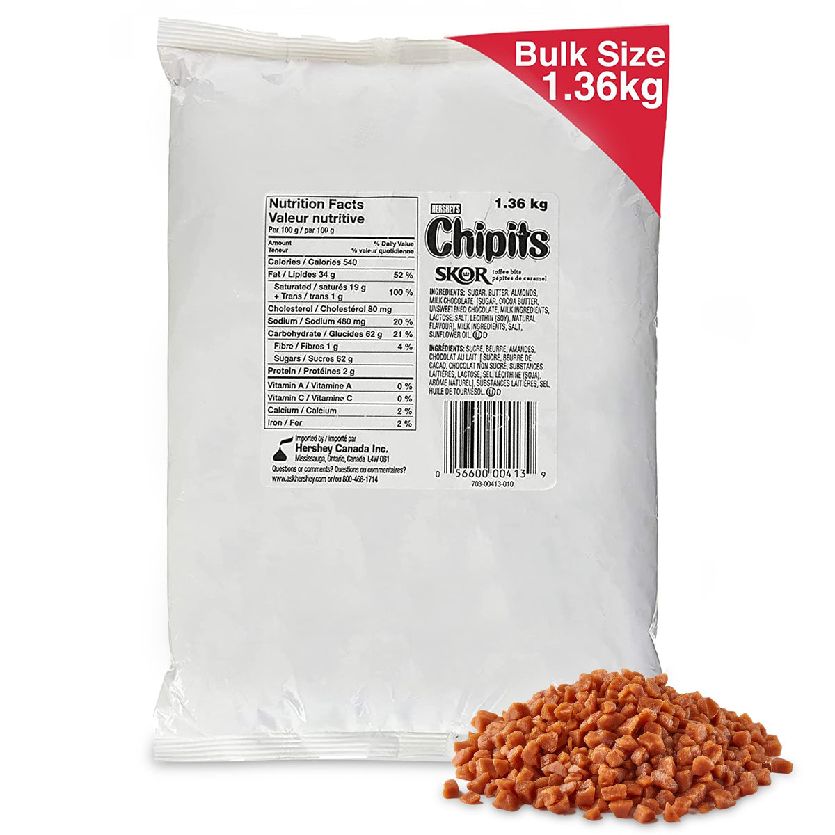 HERSHEYS CHIPITS SKOR TOFFEE BITS 1.36KG – Mia Food Service