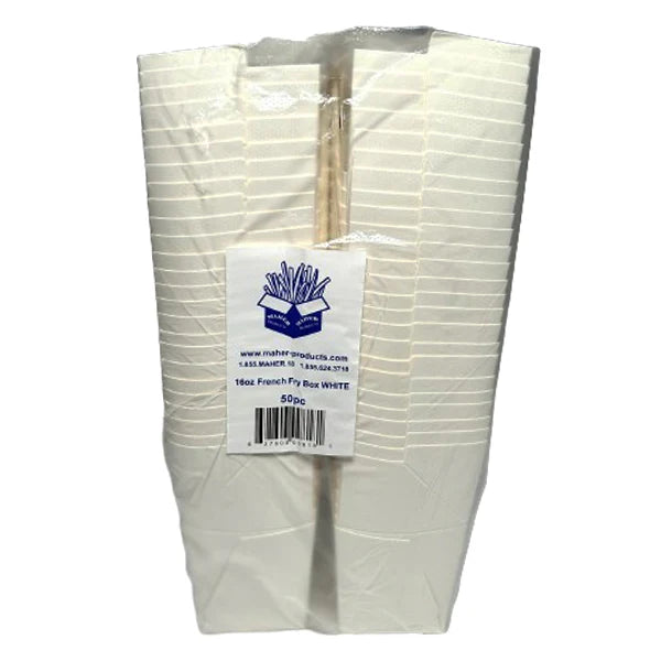 MAHER 16OZ WHITE FRY BOX 10X50EA – Mia Food Service