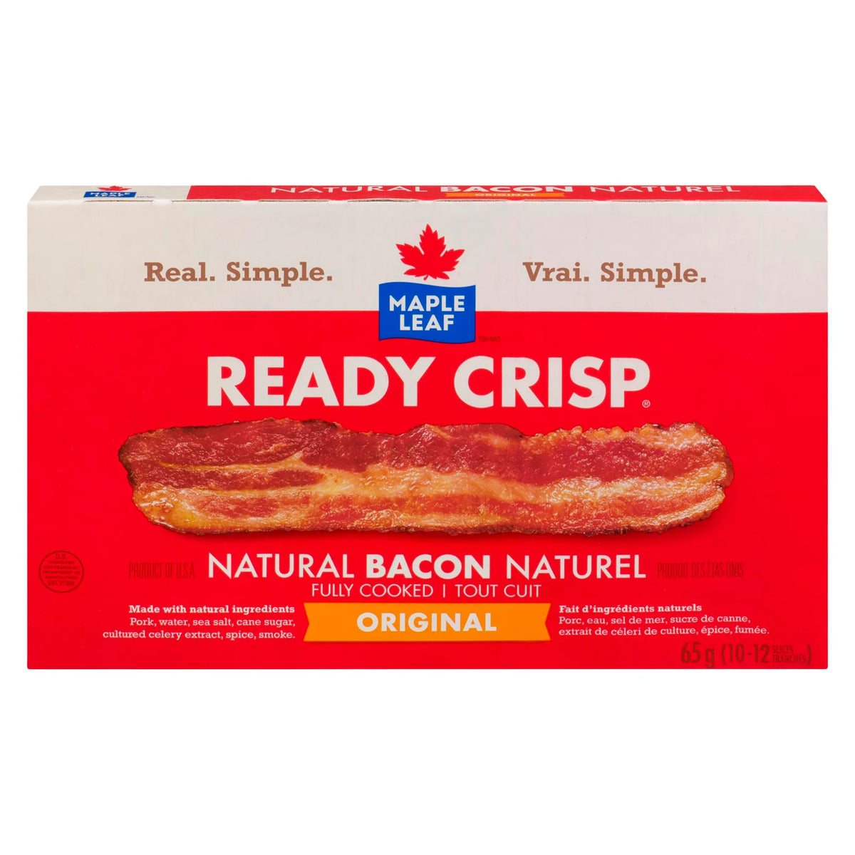 MAPLE LEAF READY CRISP FULLY COOKED BACON 65GR – Mia Food Service