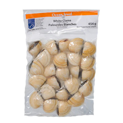 OCEAN JEWEL COOKED WHITE CLAMS SHELL ON 454GR – Mia Food Service