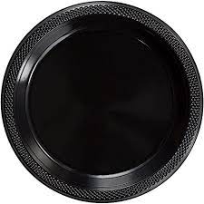 9" BLACK PLASTIC PLATES 4X100EA – Mia Food Service