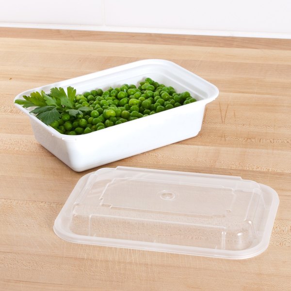 8X6 MEDIUM RECTANGULAR FOOD CONTAINERS WHITE BASE CLEAR LIDS 150EA ...